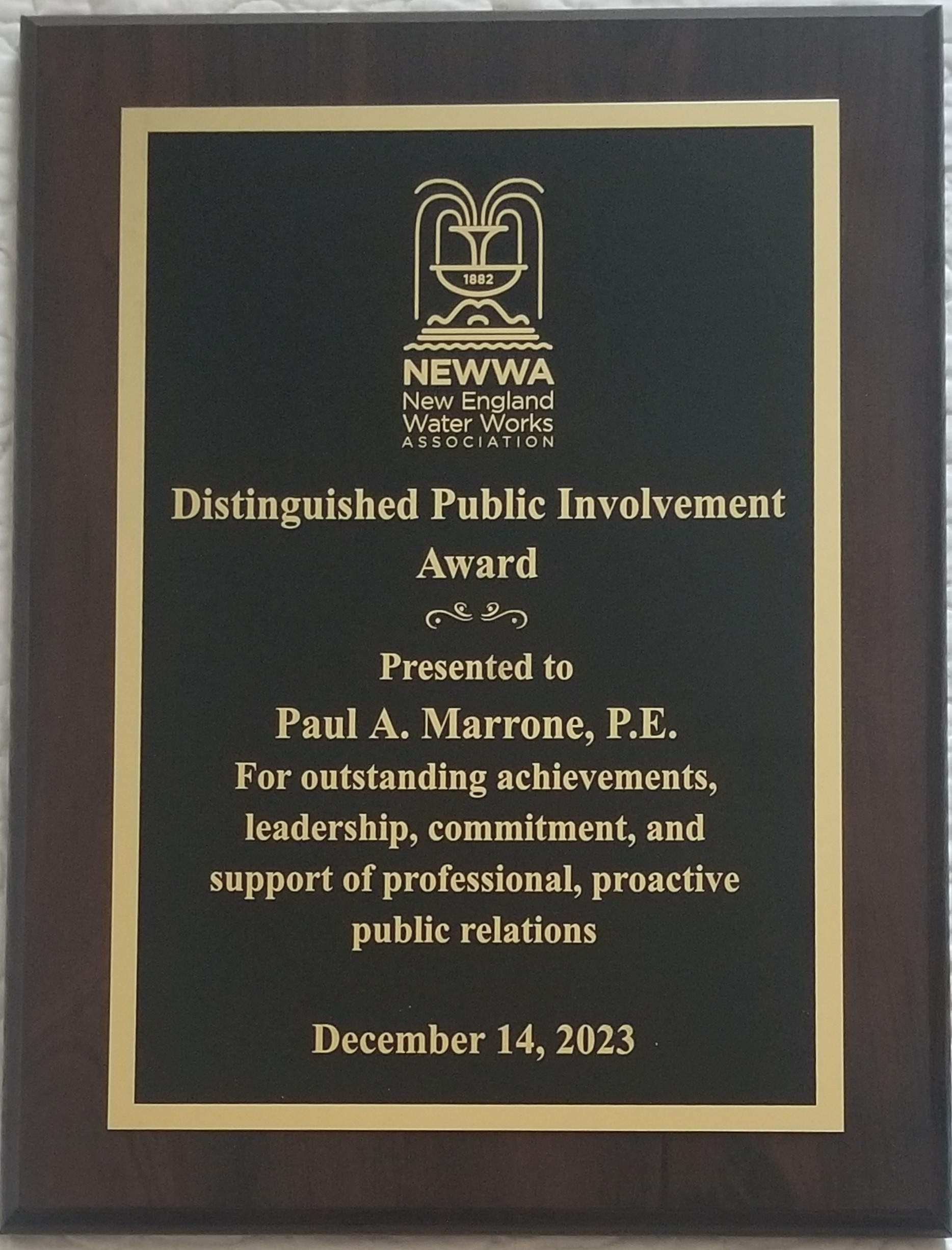 New England Water Works Award – Wachusett Dam and Reservoir